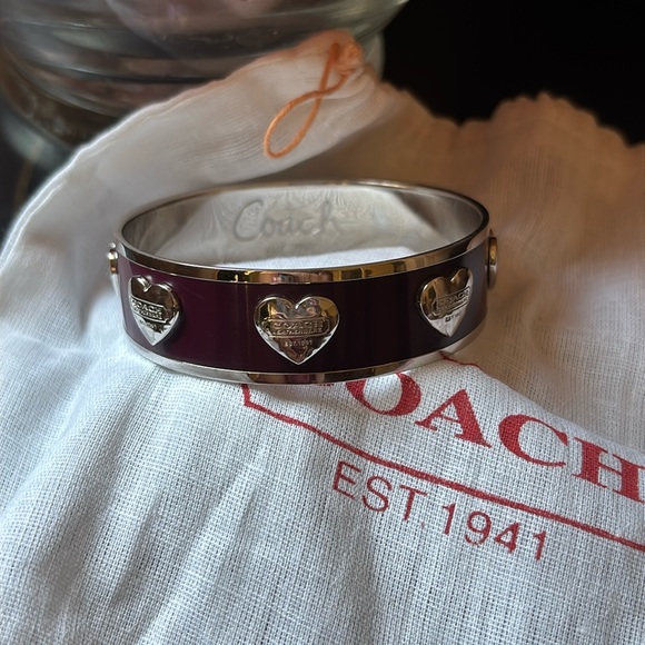 Coach | Jewelry | Coach Enamel Bangle Bracelet Dark Purple Silver ...